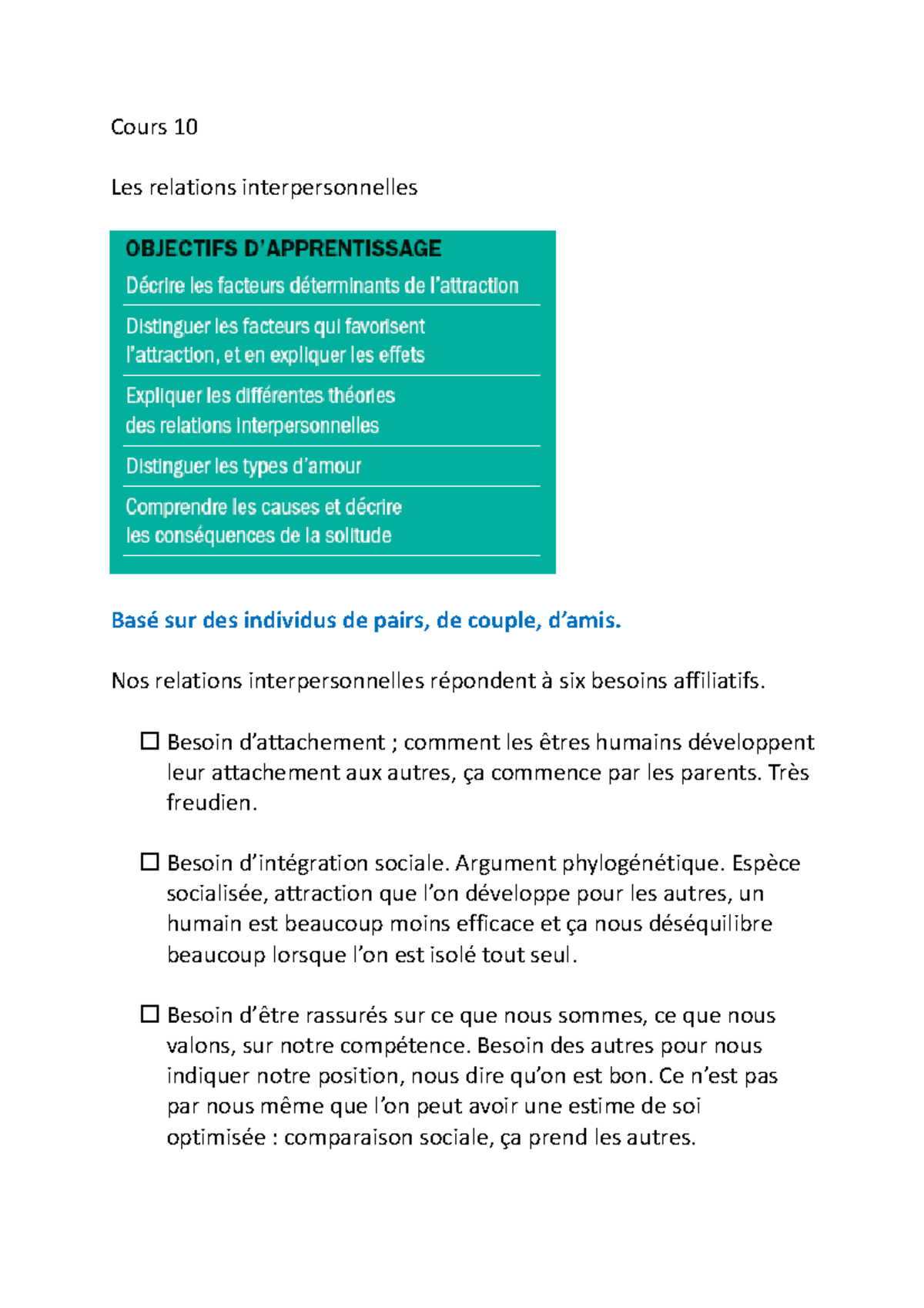 Fiche cours 10 - marc viaud - Cours 10 Les relations interpersonnelles ...