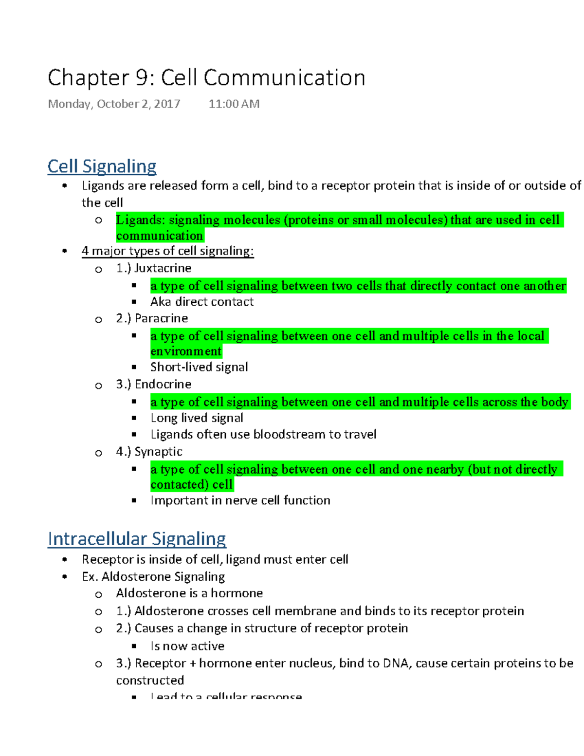 Chapter 9 Cell Communication - Cell Signaling Ligands are released form a cell, bind to a ...