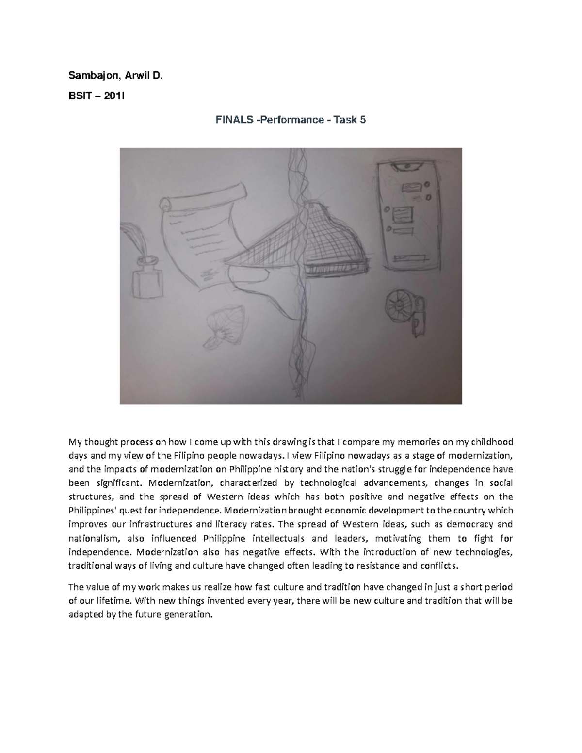History Finals PT - Sambajon, Arwil D. BSIT – 201I FINALS - Performance - Task 5 My thought ...