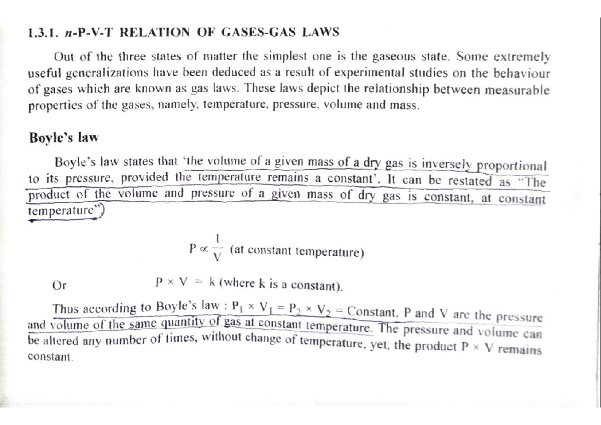 N - P-V-T Relation of gases-gas laws - BSc Chemistry - Studocu