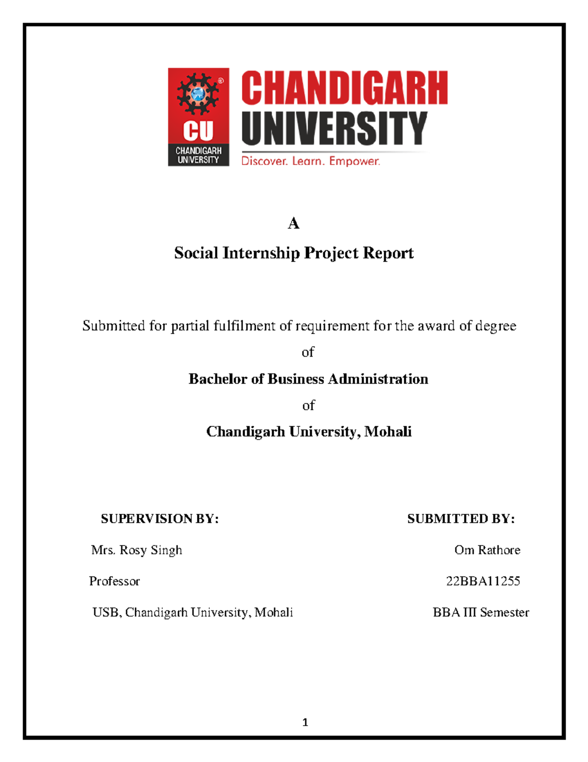 Social Intership OM Rathore{22BBA11255) NEW Final Report - A Social ...