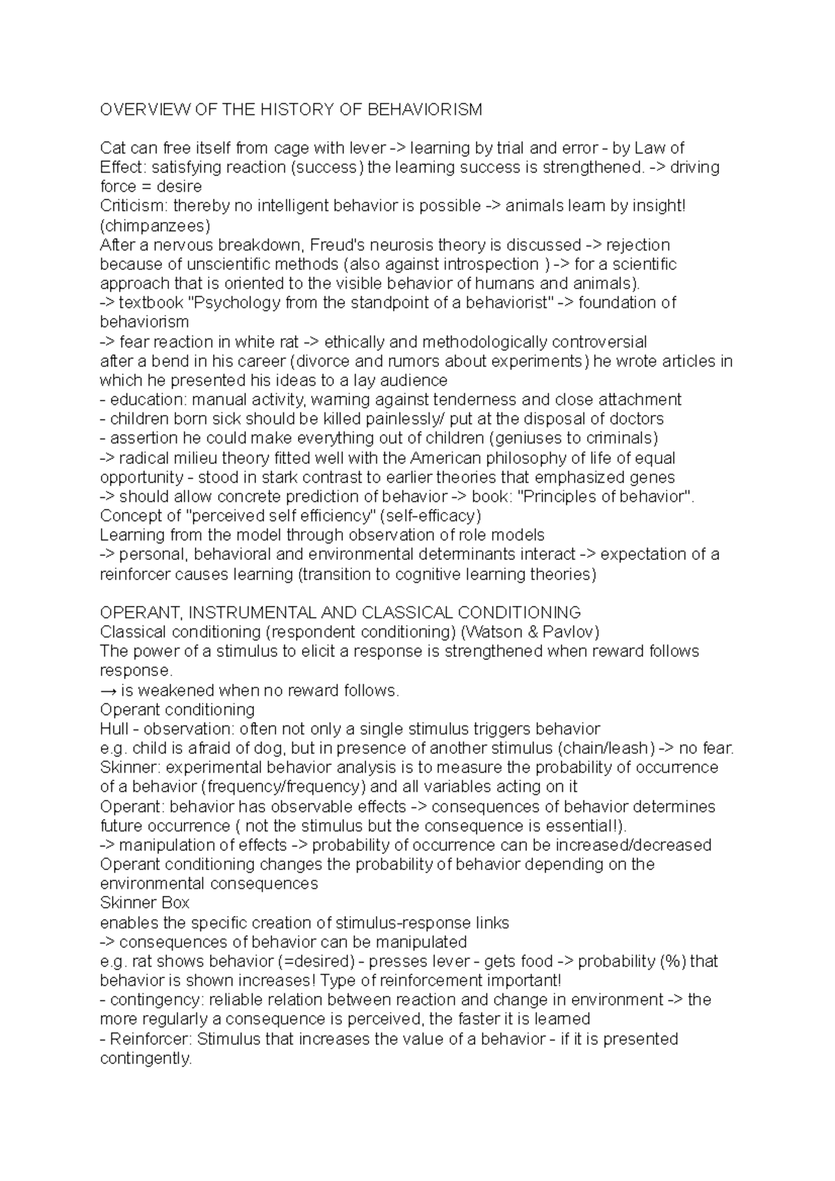 Overview OF THE History OF Behaviorism - OVERVIEW OF THE HISTORY OF ...