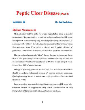 G.medicine lec 10 - pathology - Peptic Ulcer Disease Lecture: 10 Dr ...