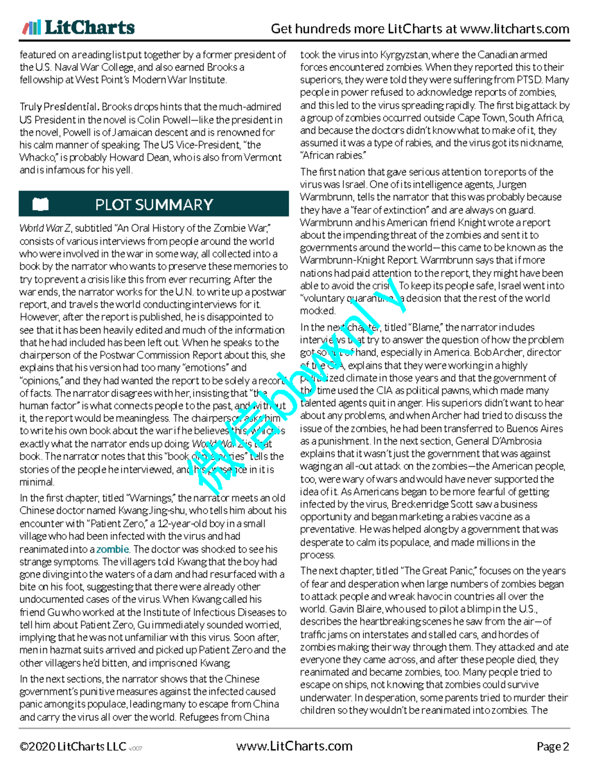 World-War-Z-Lit Chart 2 - featured on a reading list put together by a ...