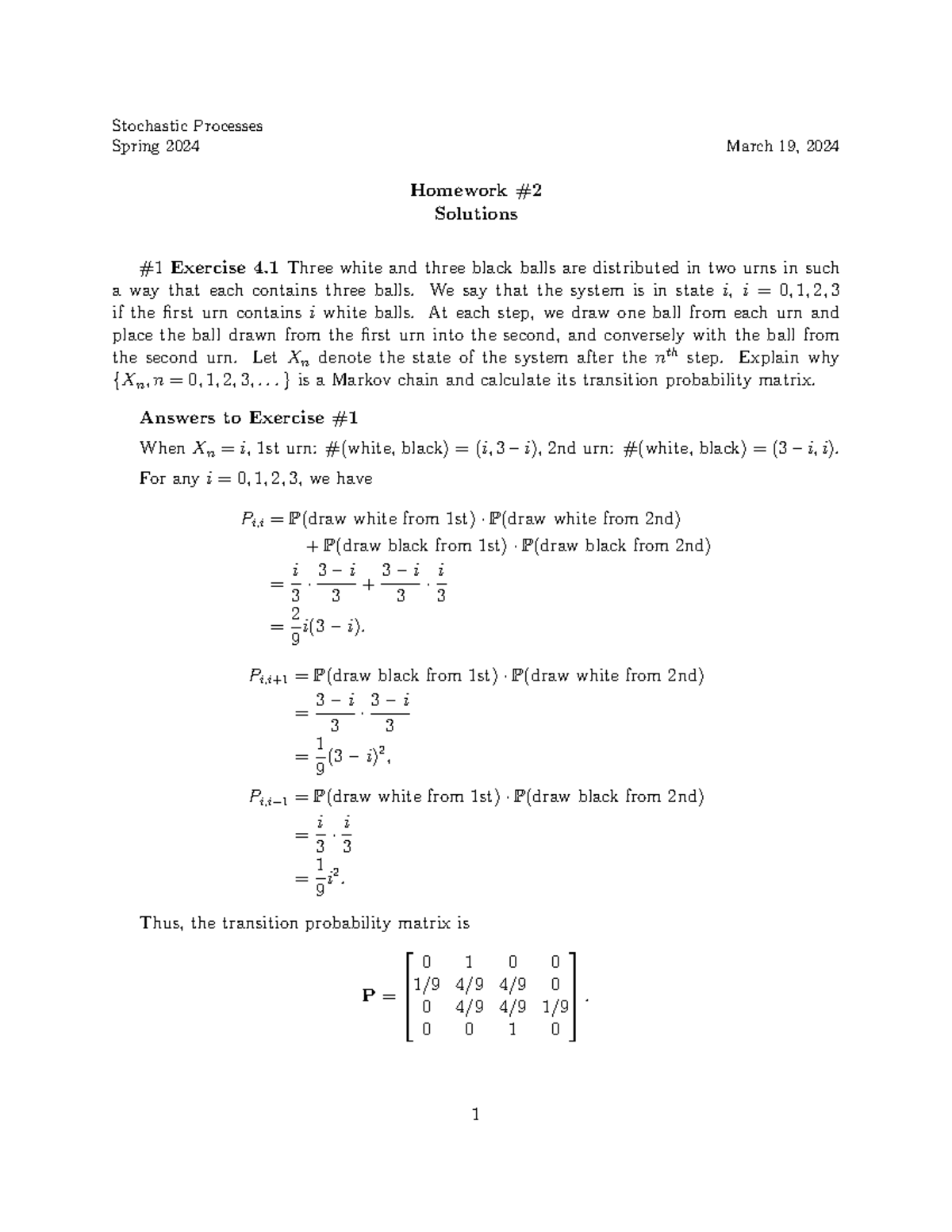 Sta4001 Homework2 Stochastic Processes Spring 2024 March 19 2024