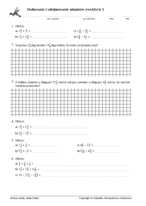 Klasa 4 - Systemy zapisywania liczb - sprawdzian A - Matematyka - Studocu