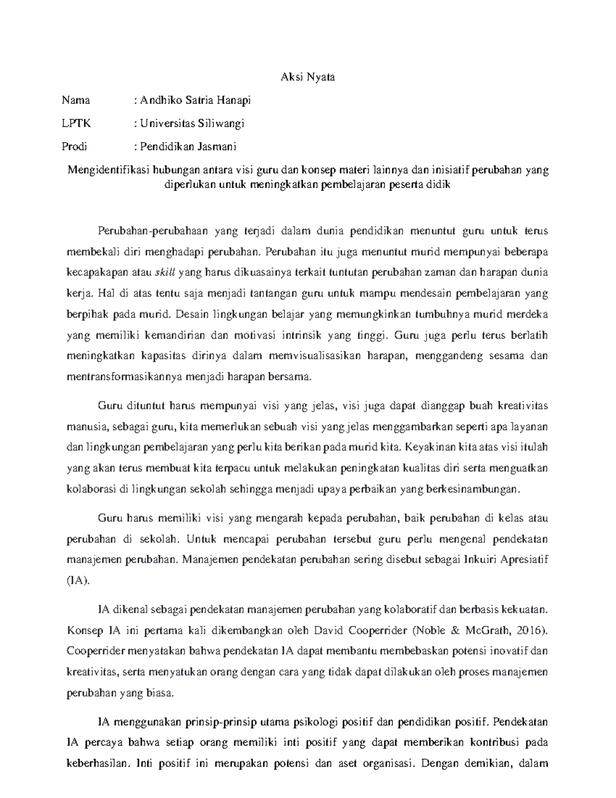 Aksi nyata andhiko satria hanapi - Aksi Nyata Nama : Andhiko Satria ...