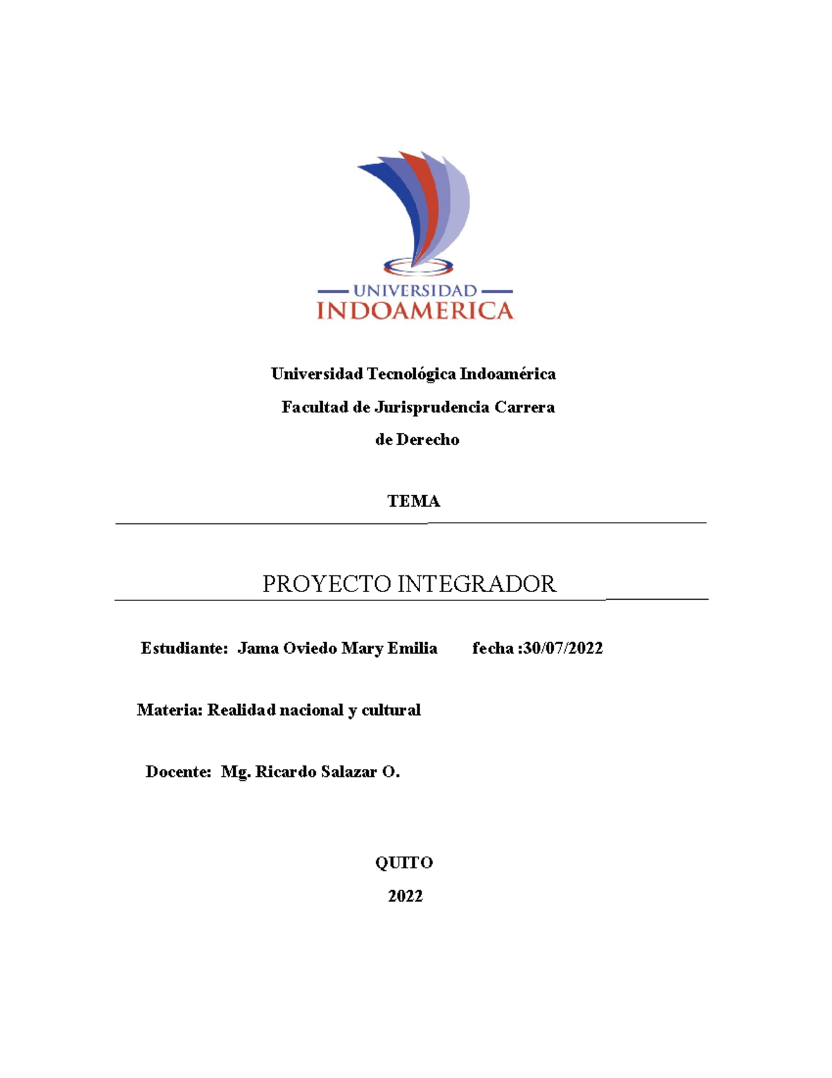 Proyecto Integrador - taller - Universidad Tecnológica Indoamérica ...