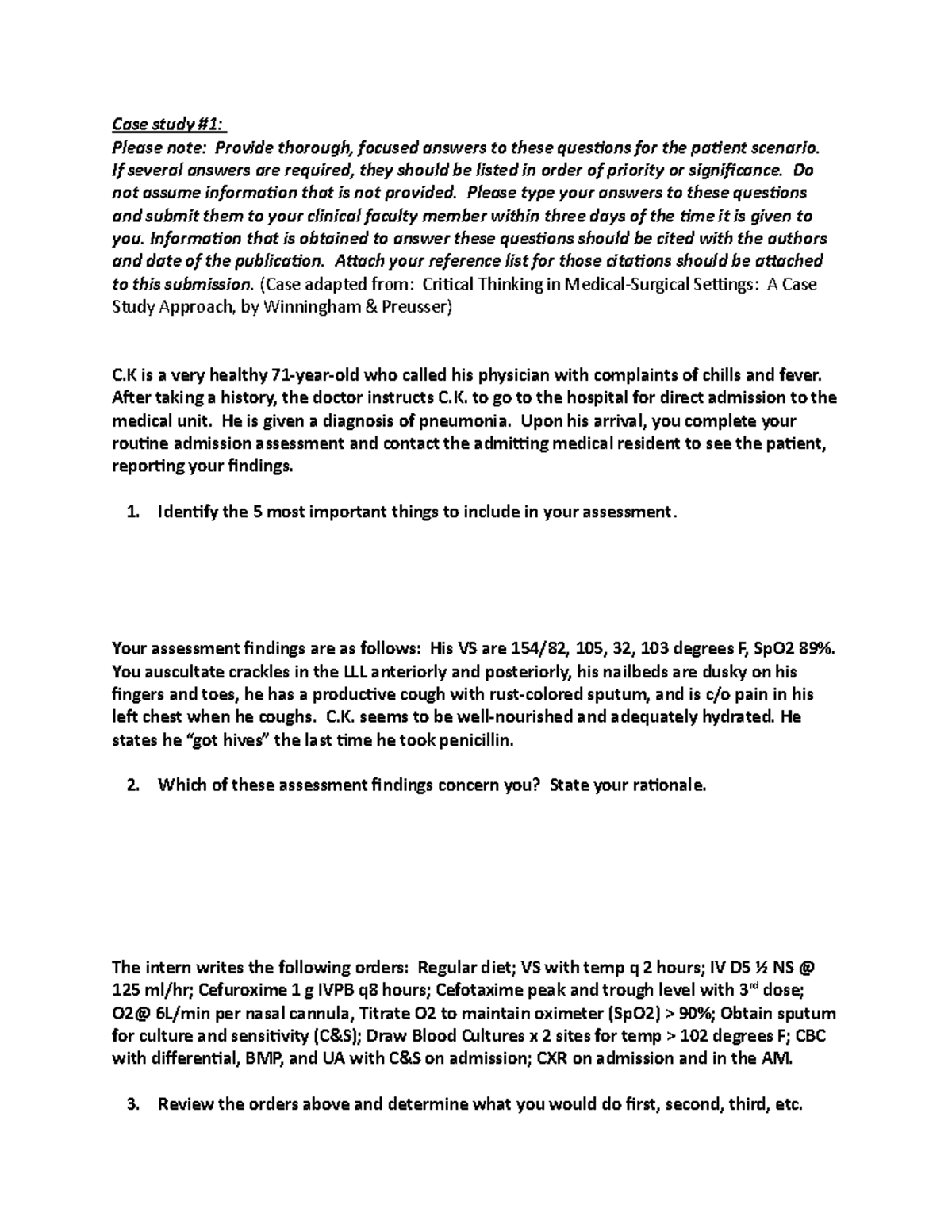 Case study 1 PNA - Case study #1: Please note: Provide thorough ...