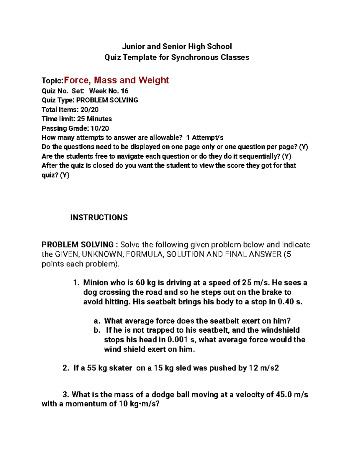 Written WORK WEEK 16 - ... - Junior and Senior High School Quiz ...