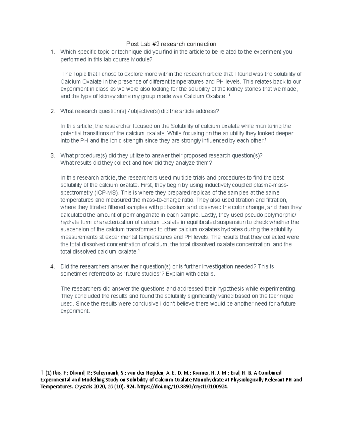 Research lab 2 - Post Lab #2 research connection Which specific topic ...