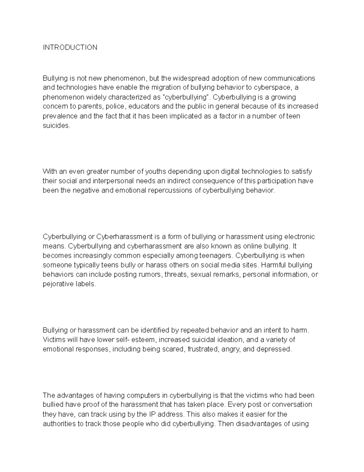 Introduction - ABC - INTRODUCTION Bullying is not new phenomenon, but ...