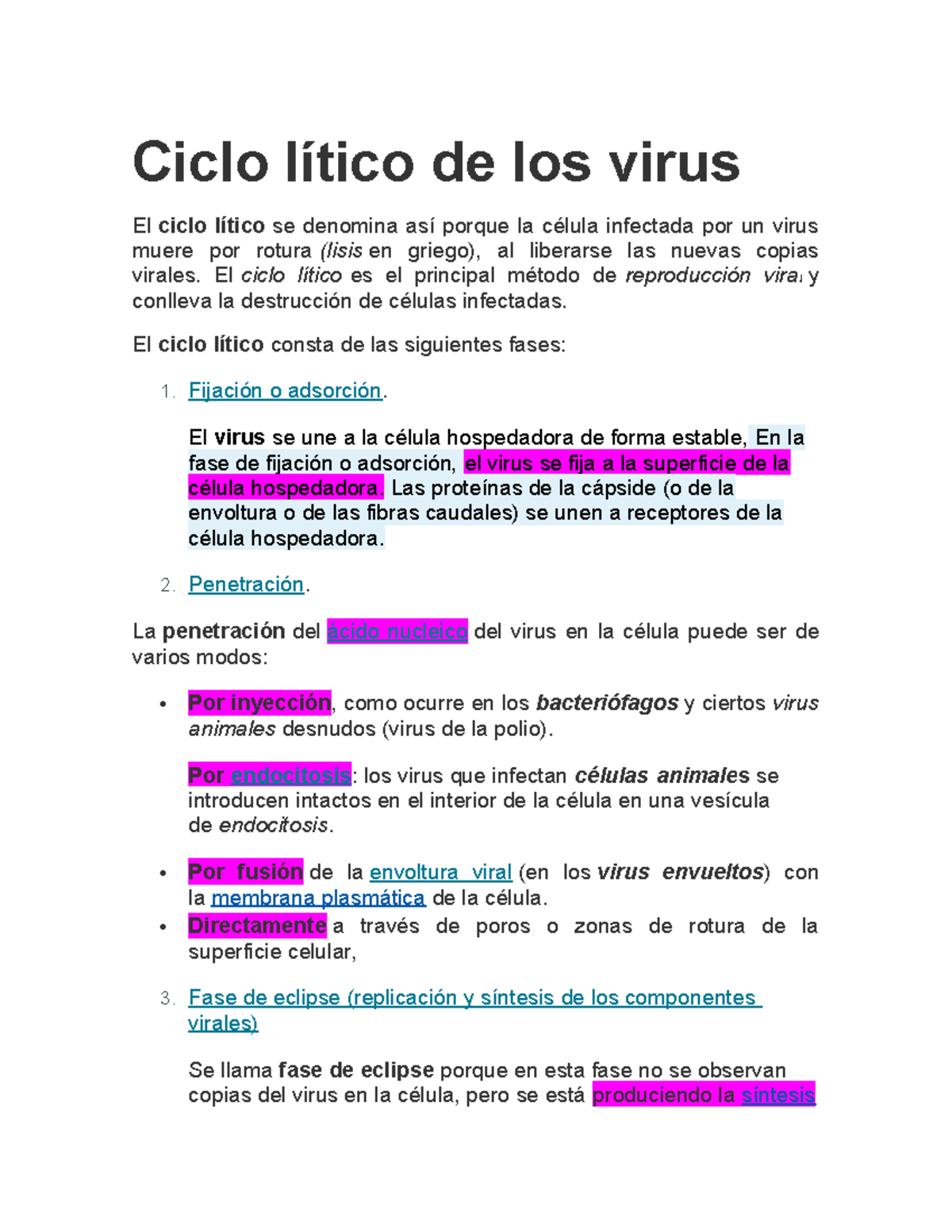 Ciclo lítico de los virus - Ciclo lítico de los virus El ciclo lítico ...