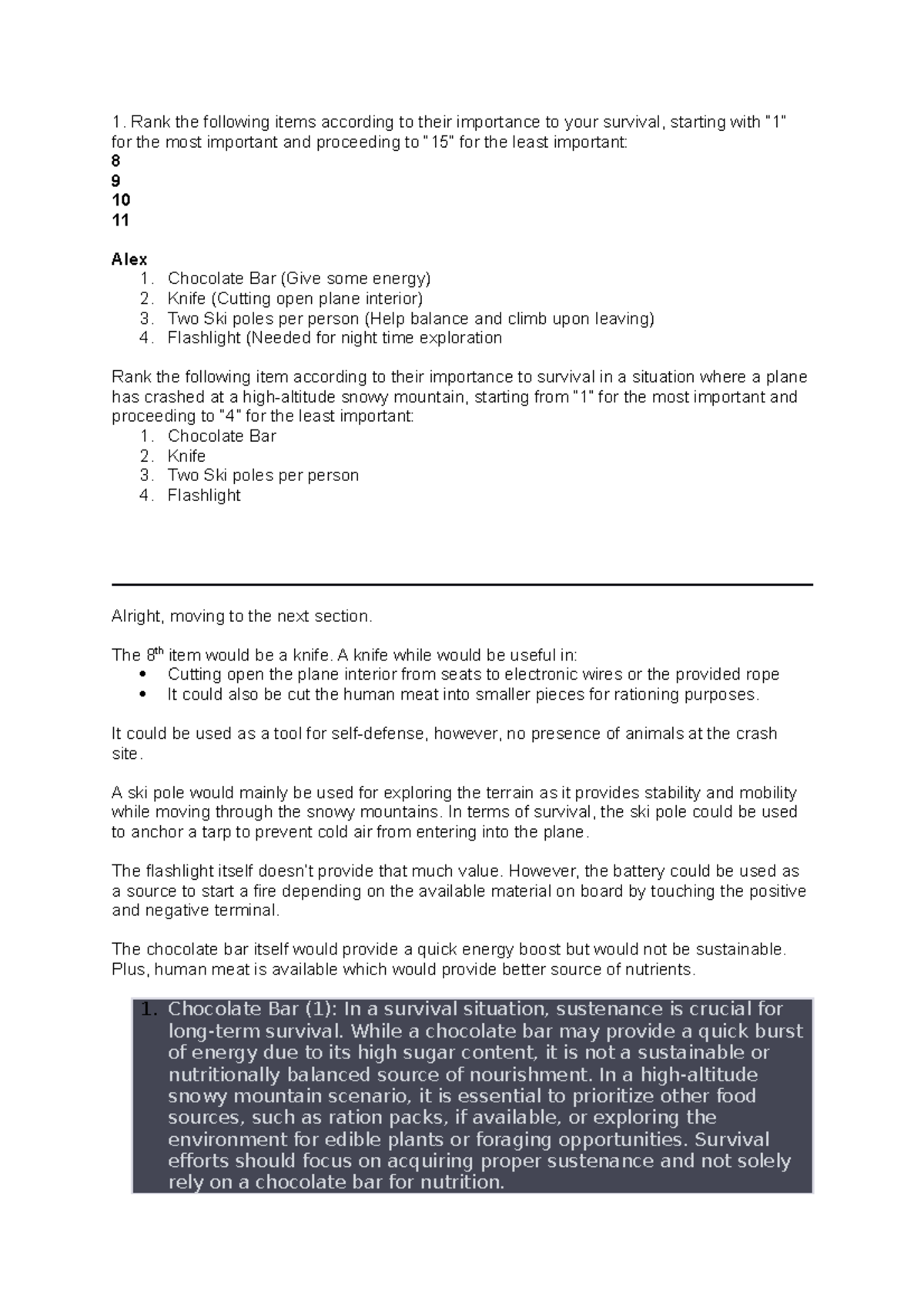 Tutorial week 12 presentation - Rank the following items according to ...