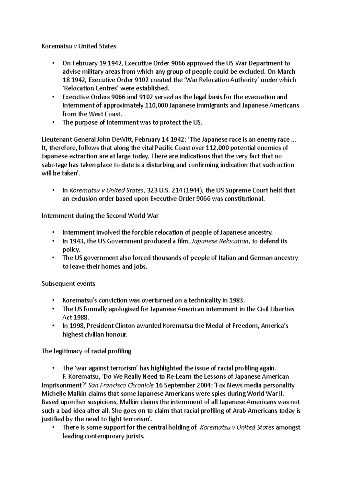 Korematsu v United States - On March 18 1942, Executive Order 9102 ...