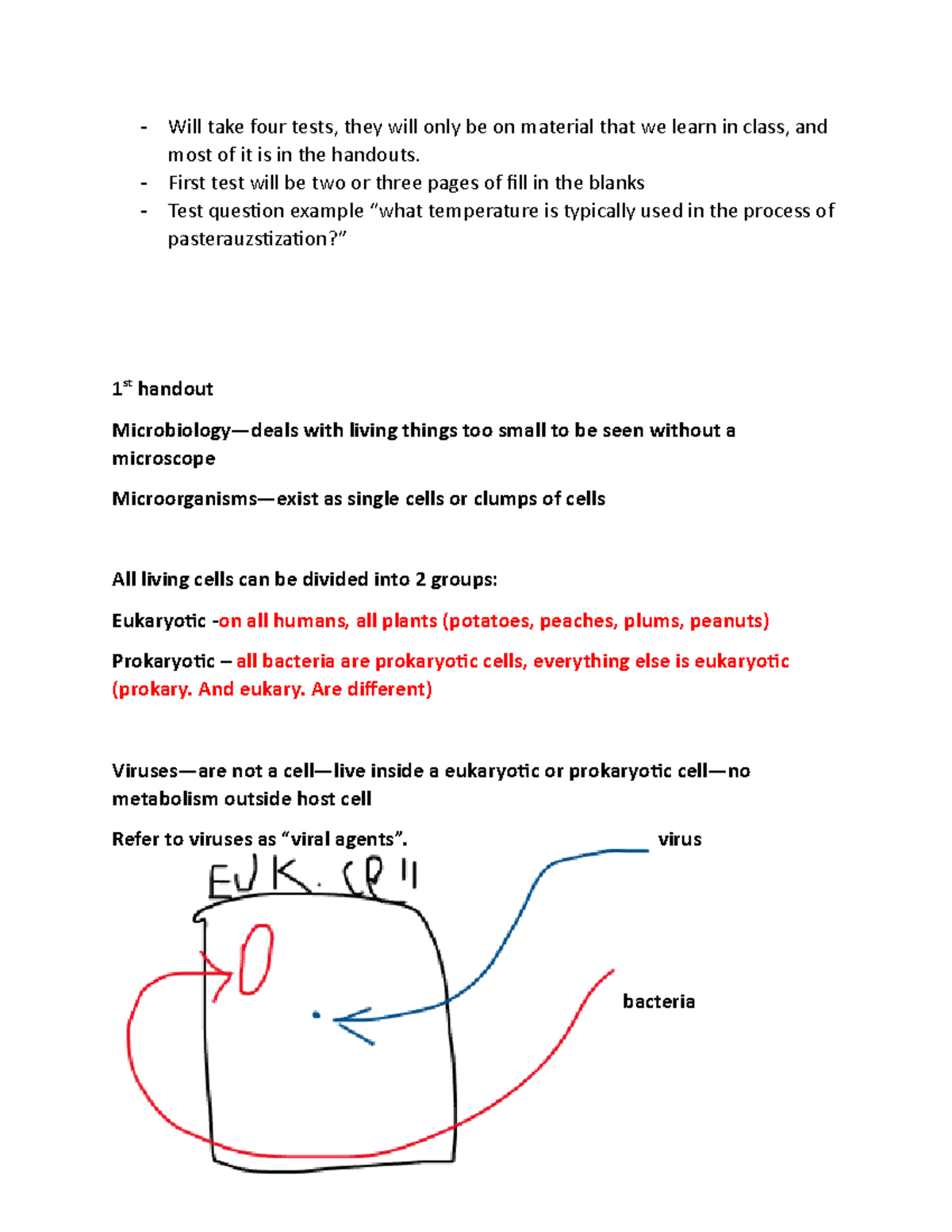 1st handout notes 8:25 - Will take four tests, they will only be on ...