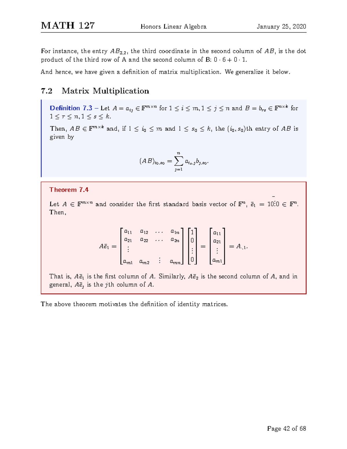MATH 235-42 - Lecture notes 42 - MATH235 - Introduction to Linear - StuDocu