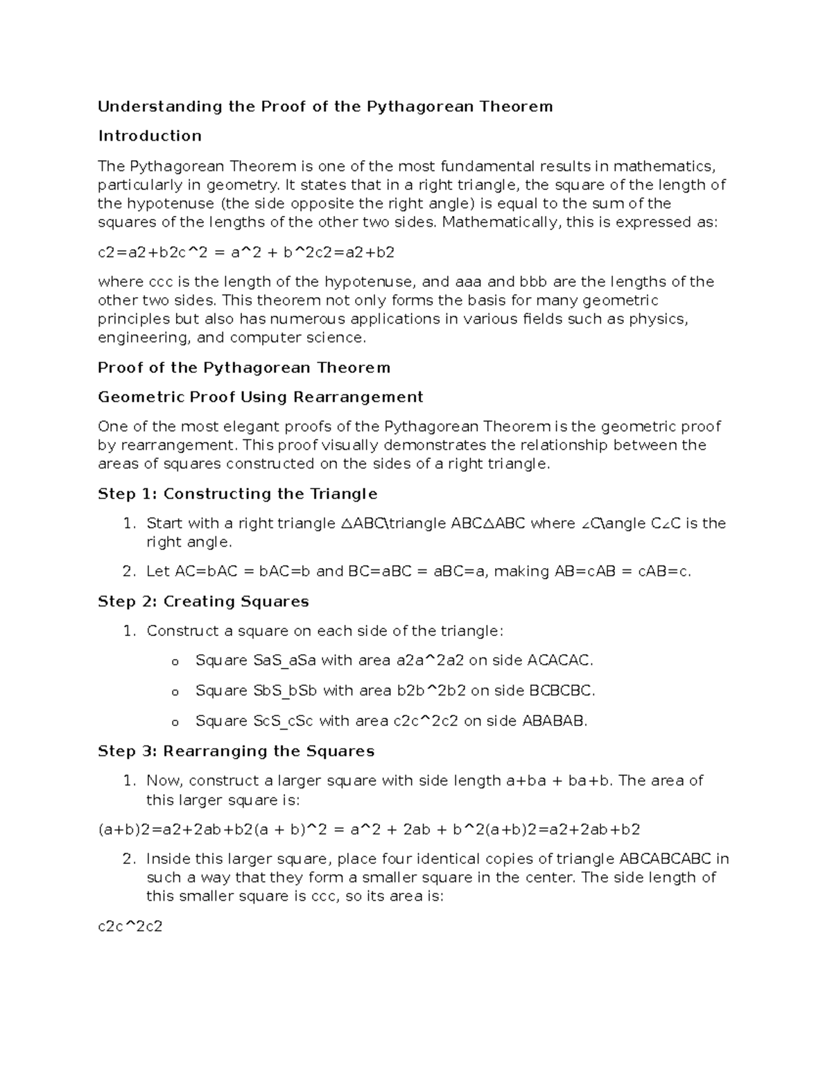 Understanding the Proof of the Pythagorean Theorem - Understanding the ...
