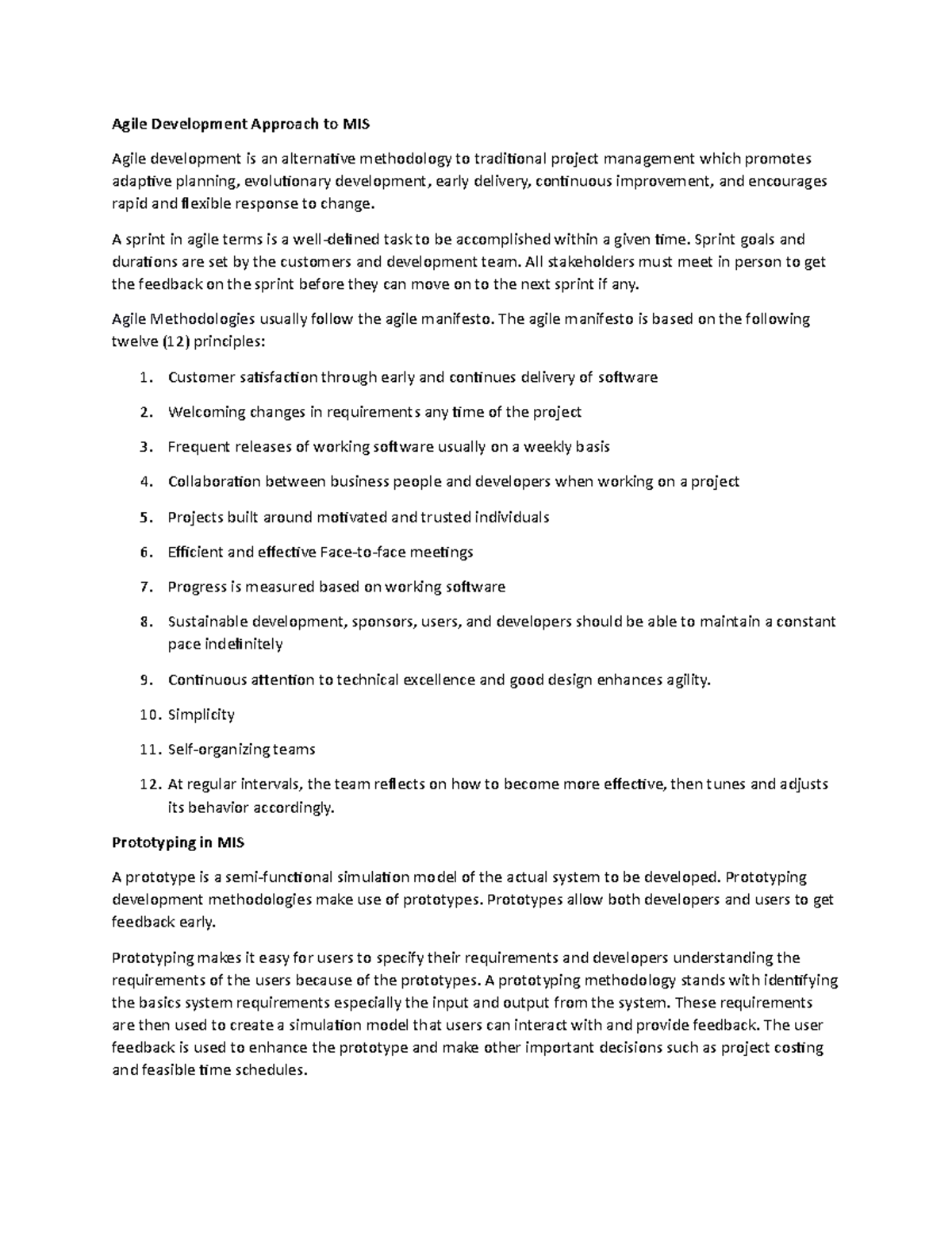 Agile Development Approach to MIS - A sprint in agile terms is a well ...