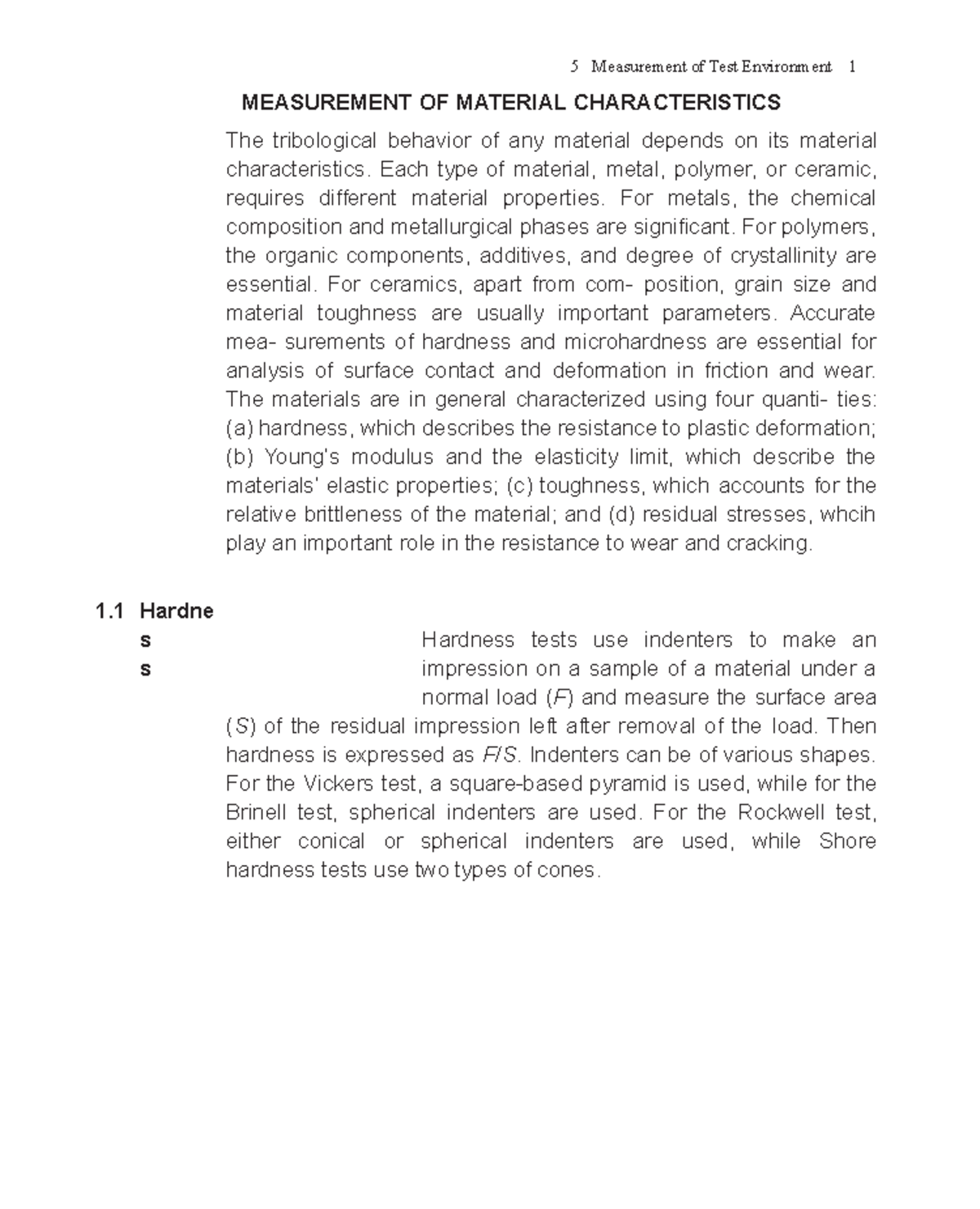 Measurement OF Material Characteristics - MEASUREMENT OF MATERIAL ...