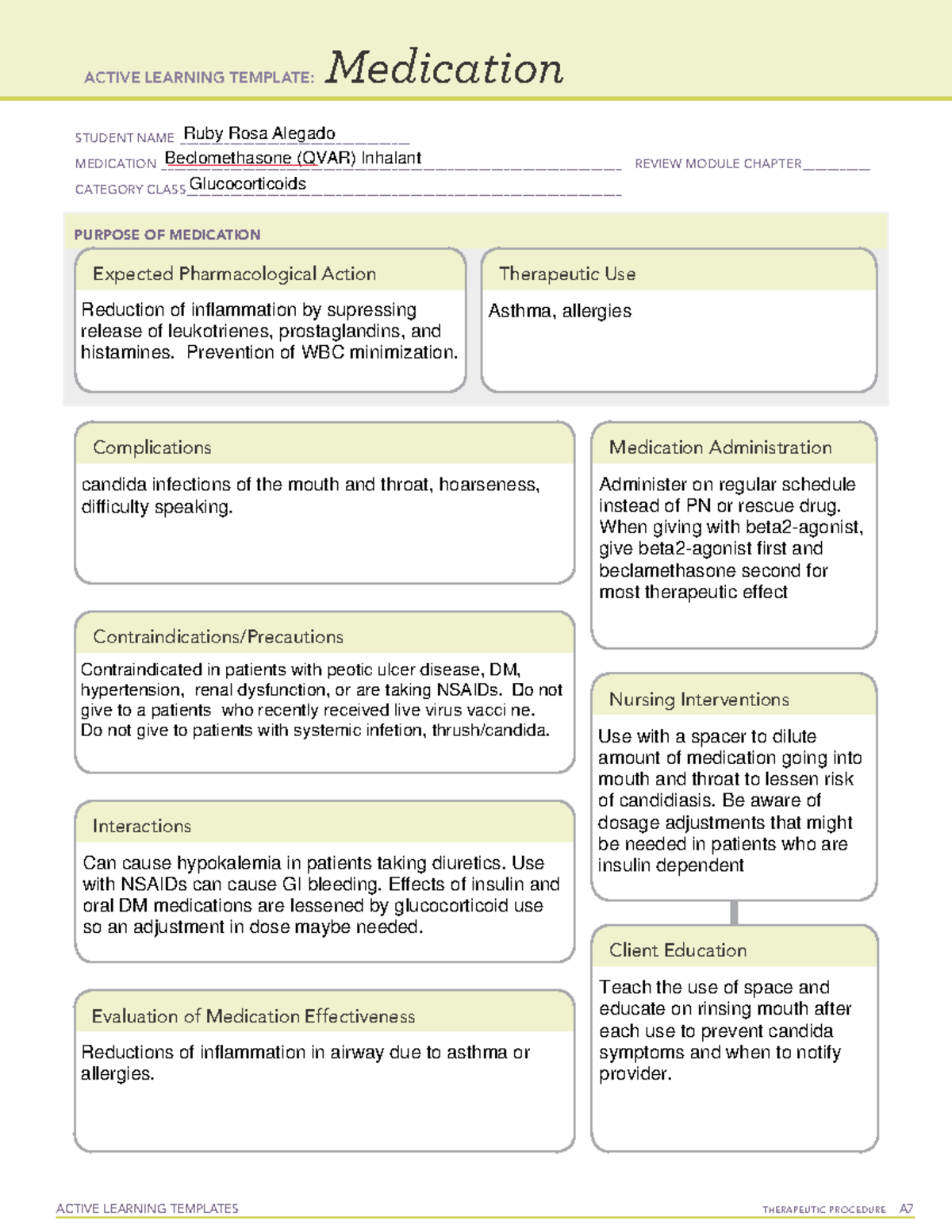 Beclamethasone - medication template - ACTIVE LEARNING TEMPLATES ...