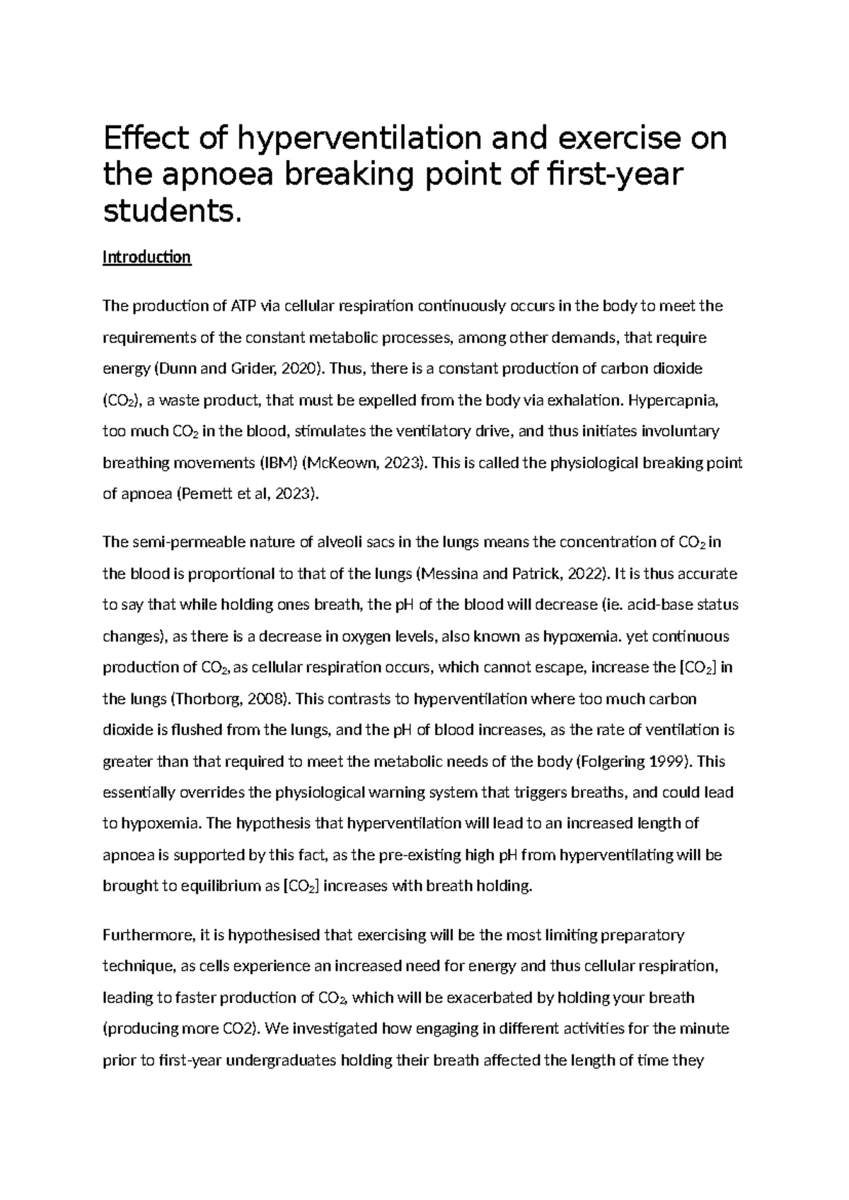 Scientific report assessment (breathing) - Effect of hyperventilation ...