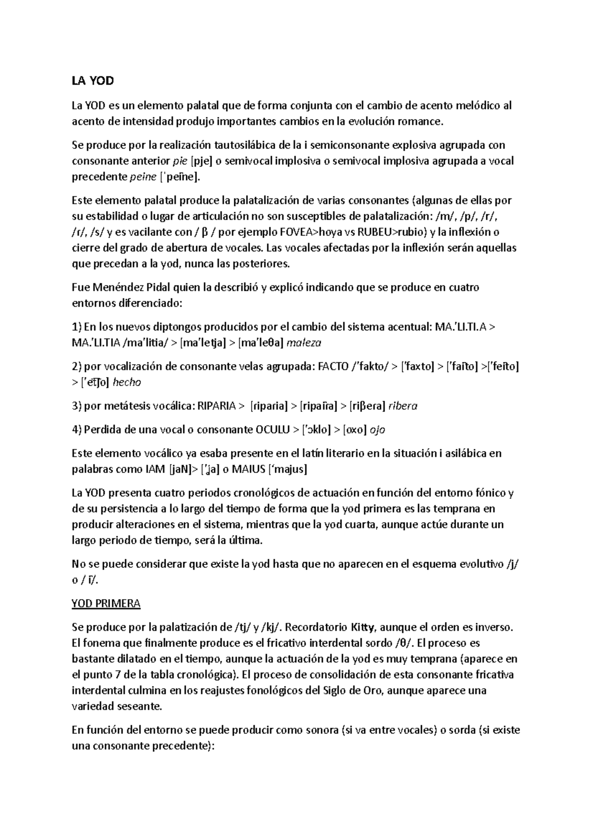 La YOD - Esquema de la YOD - LA YOD La YOD es un elemento palatal que ...