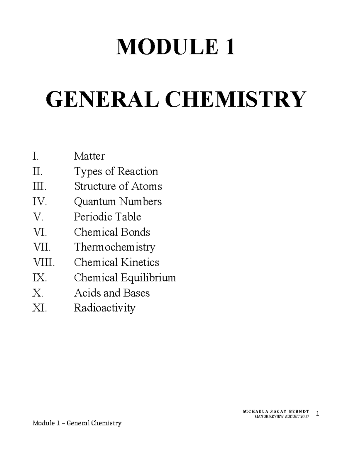 1 - General Chemistry - BOARD EXAM REVIEW - MODULE 1 GENERAL CHEMISTRY ...