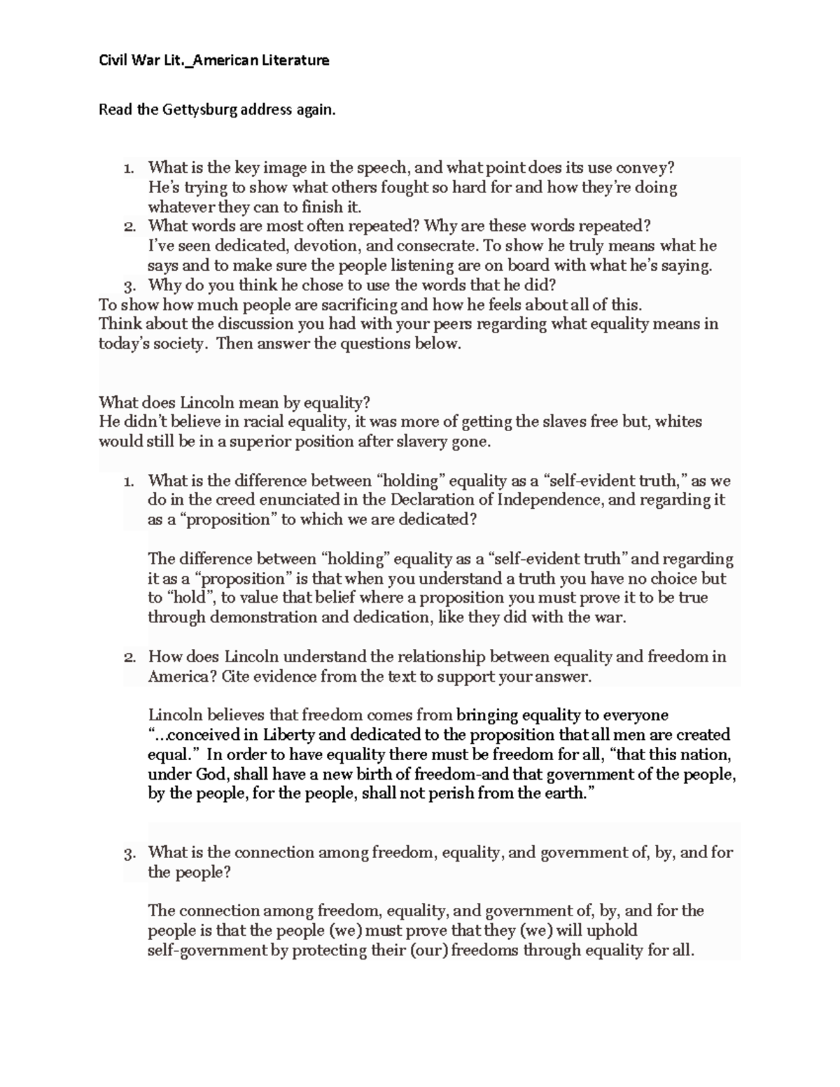 Gettysburg Address Part 2 - Civil War Lit._American Literature Read the ...