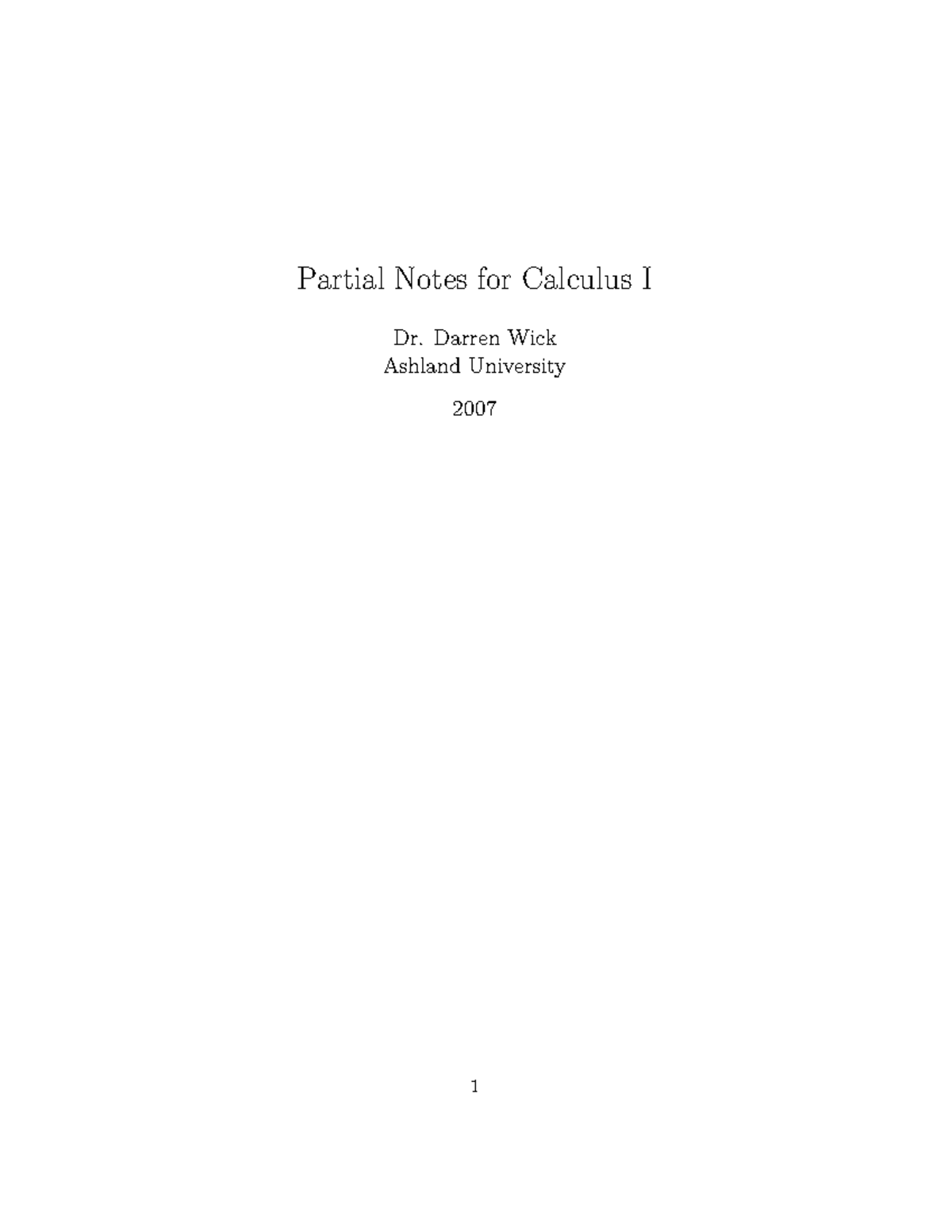 Summary - partial notes for calculus i - Partial Notes for Calculus I ...