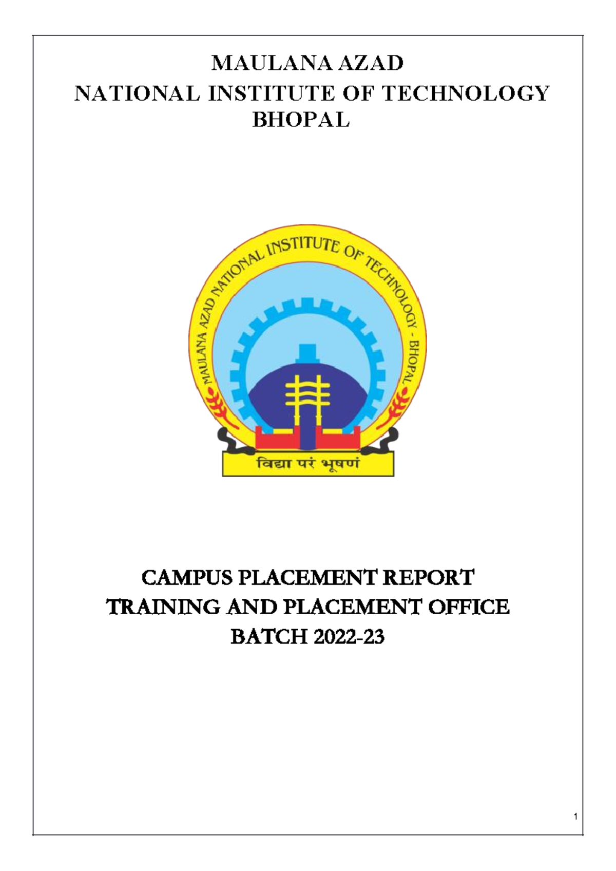 Placement Report 2022-23 - MAULANA AZAD NATIONAL INSTITUTE OF TECHNOLOGY BHOPAL CAMPUS PLACEMENT ...