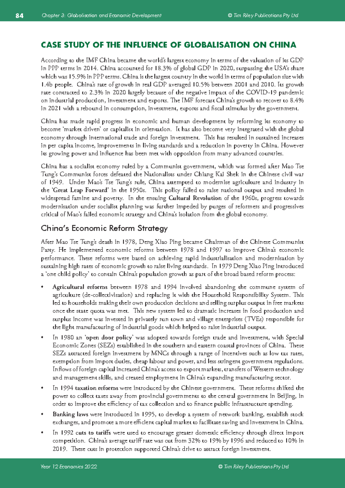 China Casestudy from Textbook - 84 Chapter 3: Globalisation and ...