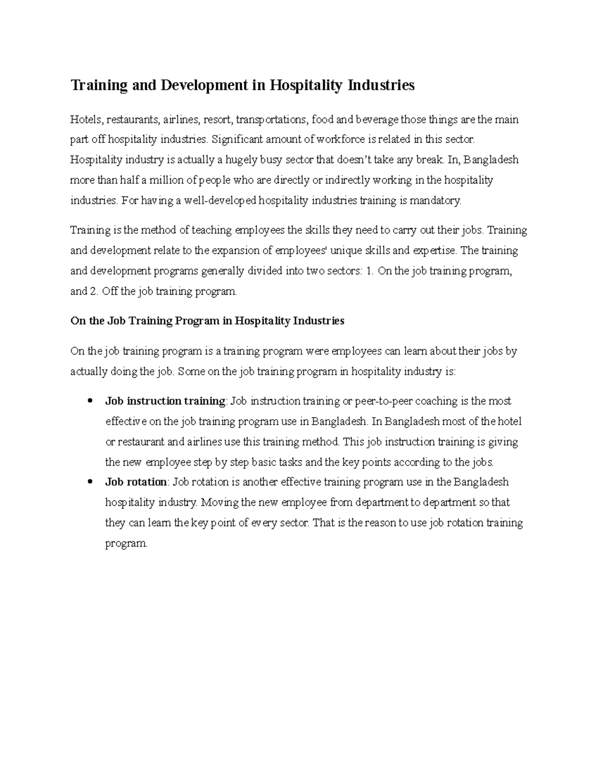 MGT 351 Edited - Project report - Training and Development in ...