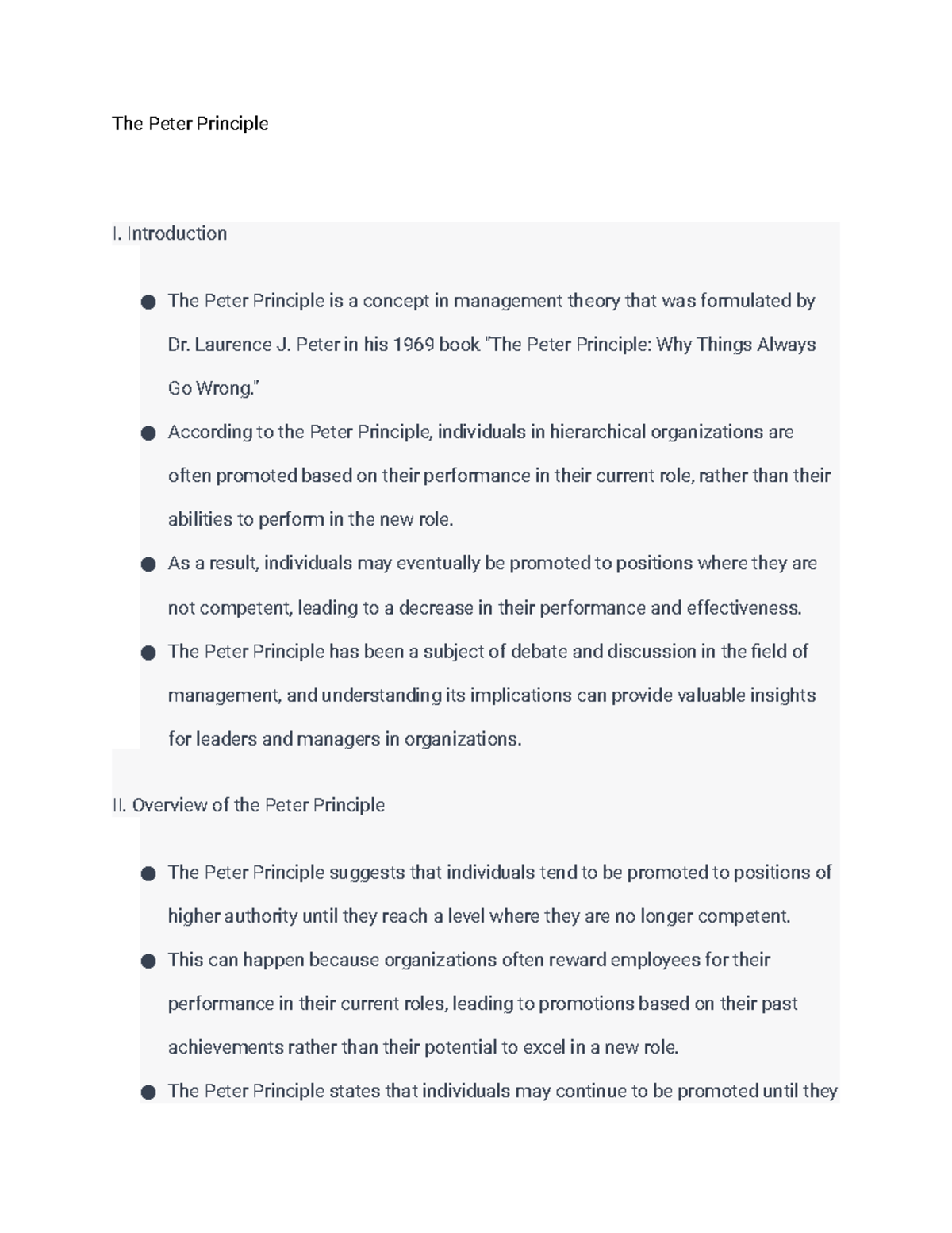 The Peter Principle - Introduction The Peter Principle is a concept in ...
