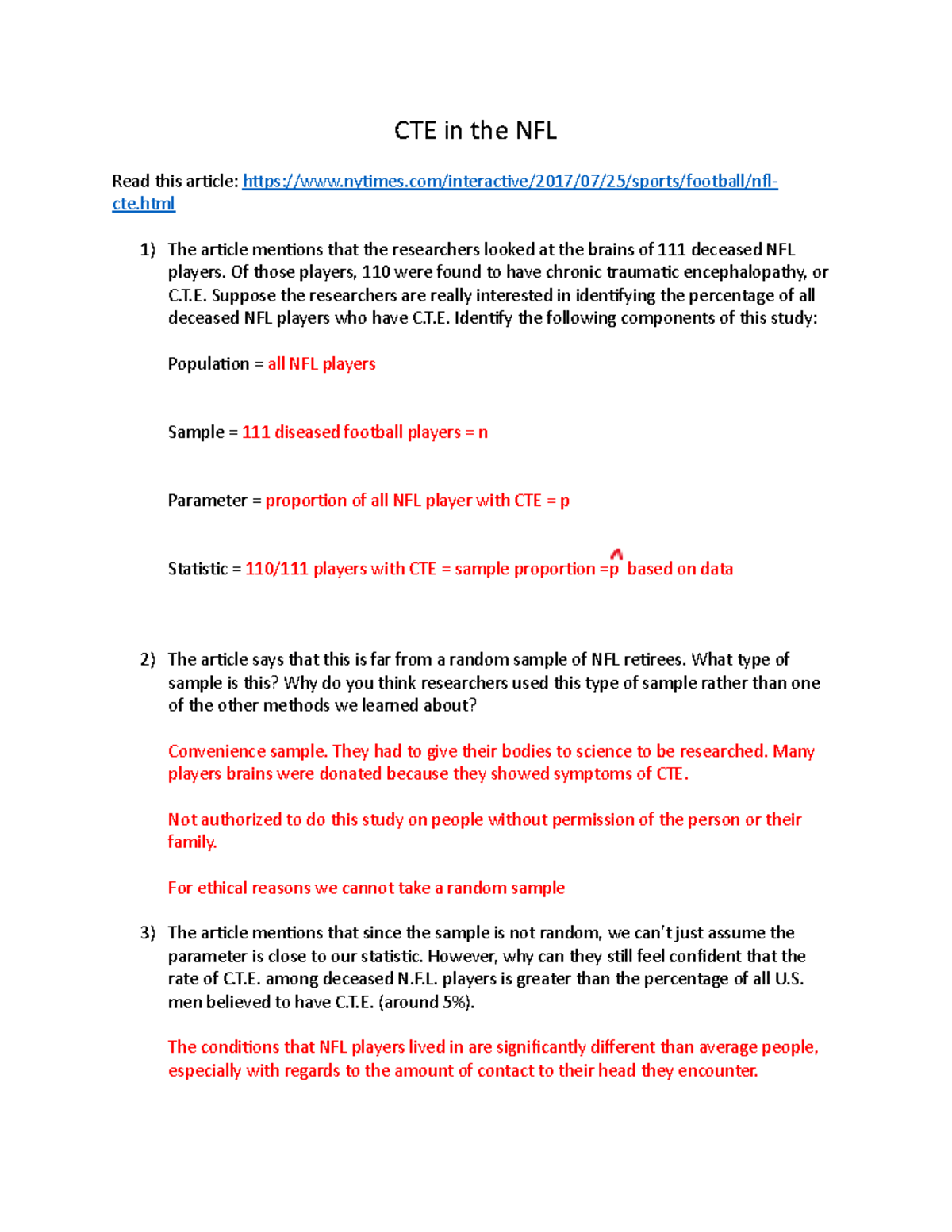 Activity 1 – CTE in the NFL copy - CTE in the NFL Read this article ...
