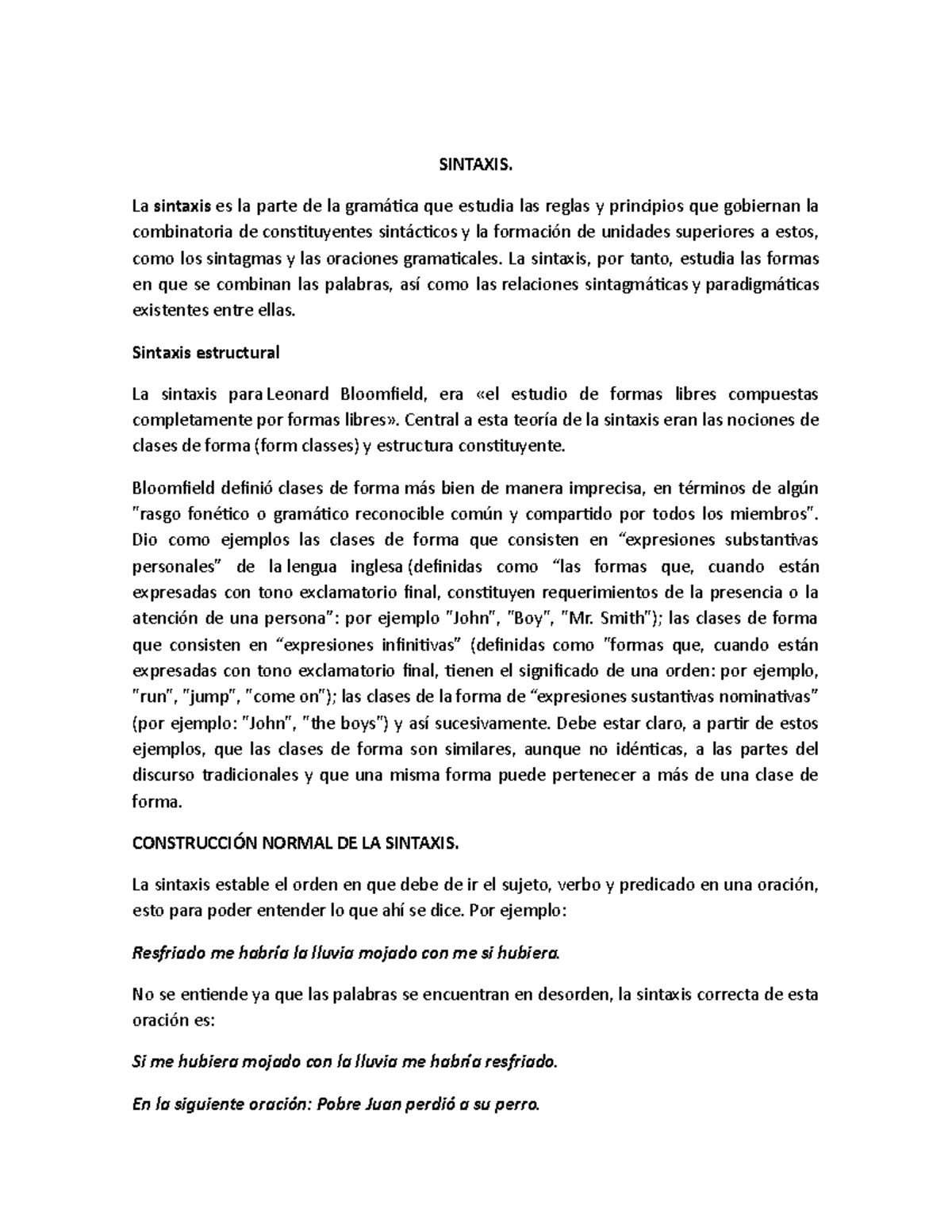 Sintaxis - El lenguaje - SINTAXIS. La sintaxis es la parte de la ...