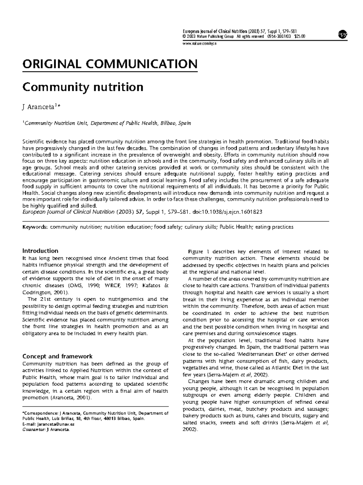 Commuinty Nutrition - reading - ORIGINAL COMMUNICATION Community ...