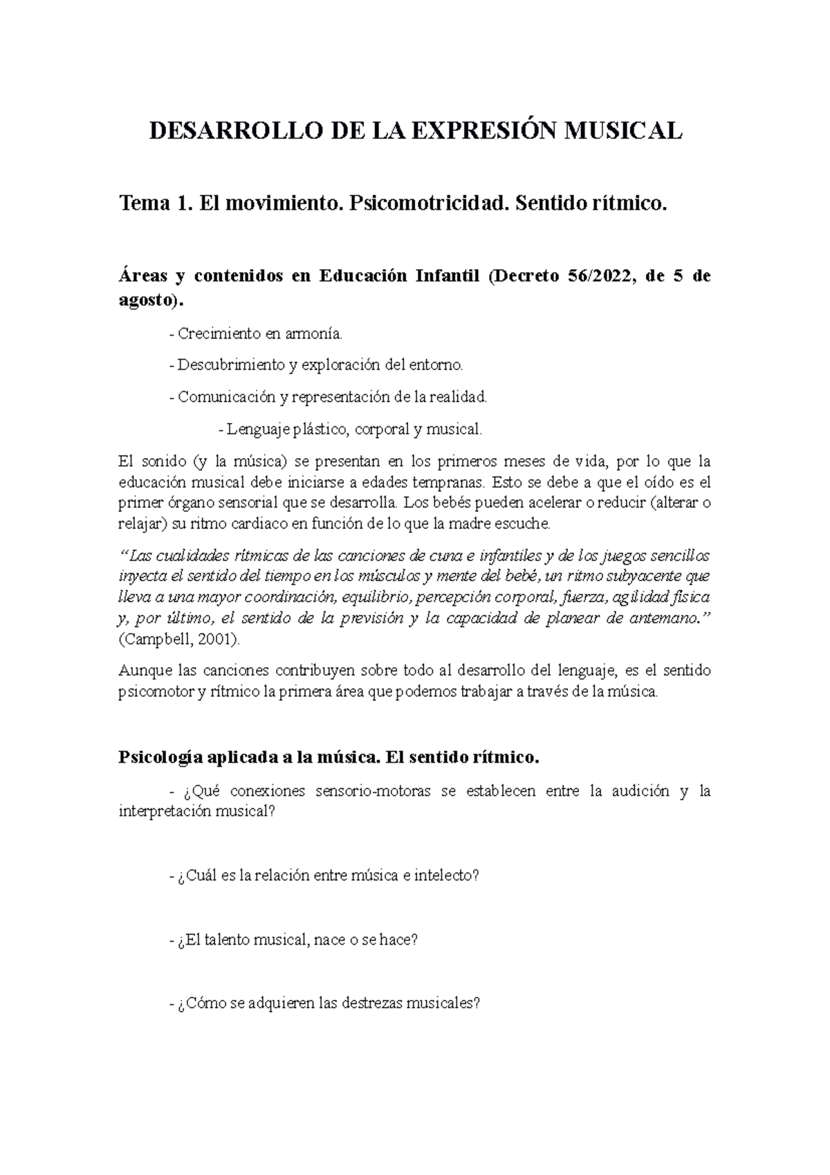 Desarrollo DE LA Expresión Musical - DESARROLLO DE LA EXPRESIÓN MUSICAL ...