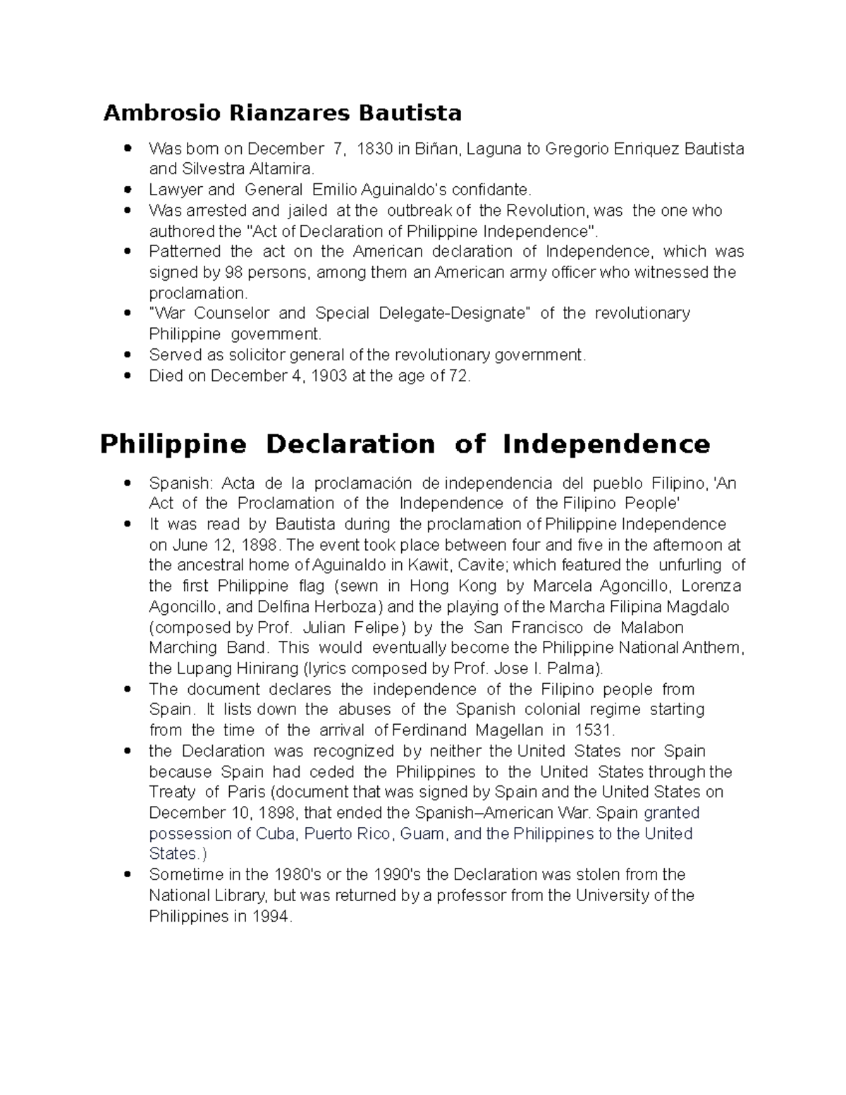PH- Independence edited - Ambrosio Rianzares Bautista Was born on ...