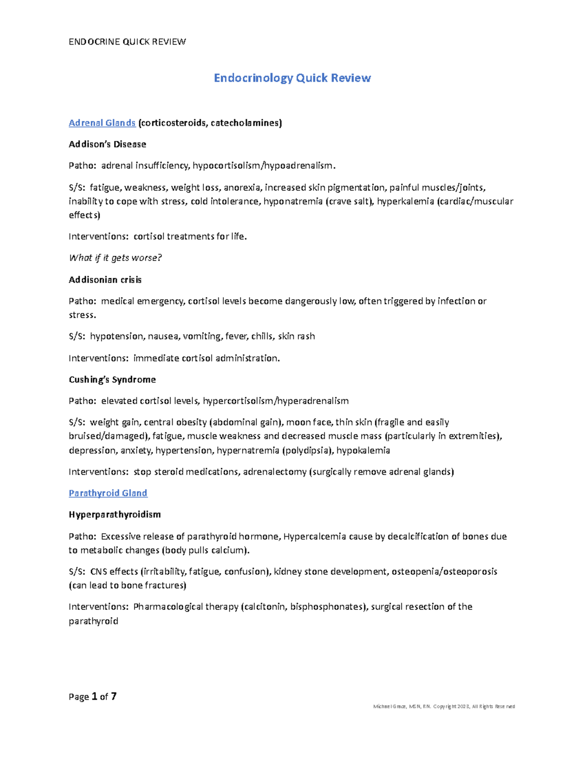 Endocrine Review - NUR 283 - Studocu