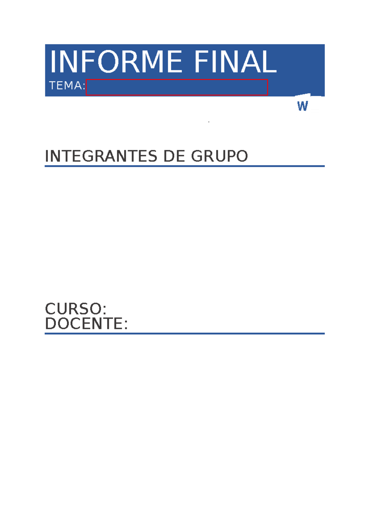 Informe Final No1, modelo de presentación del informe - INFORME FINAL ...