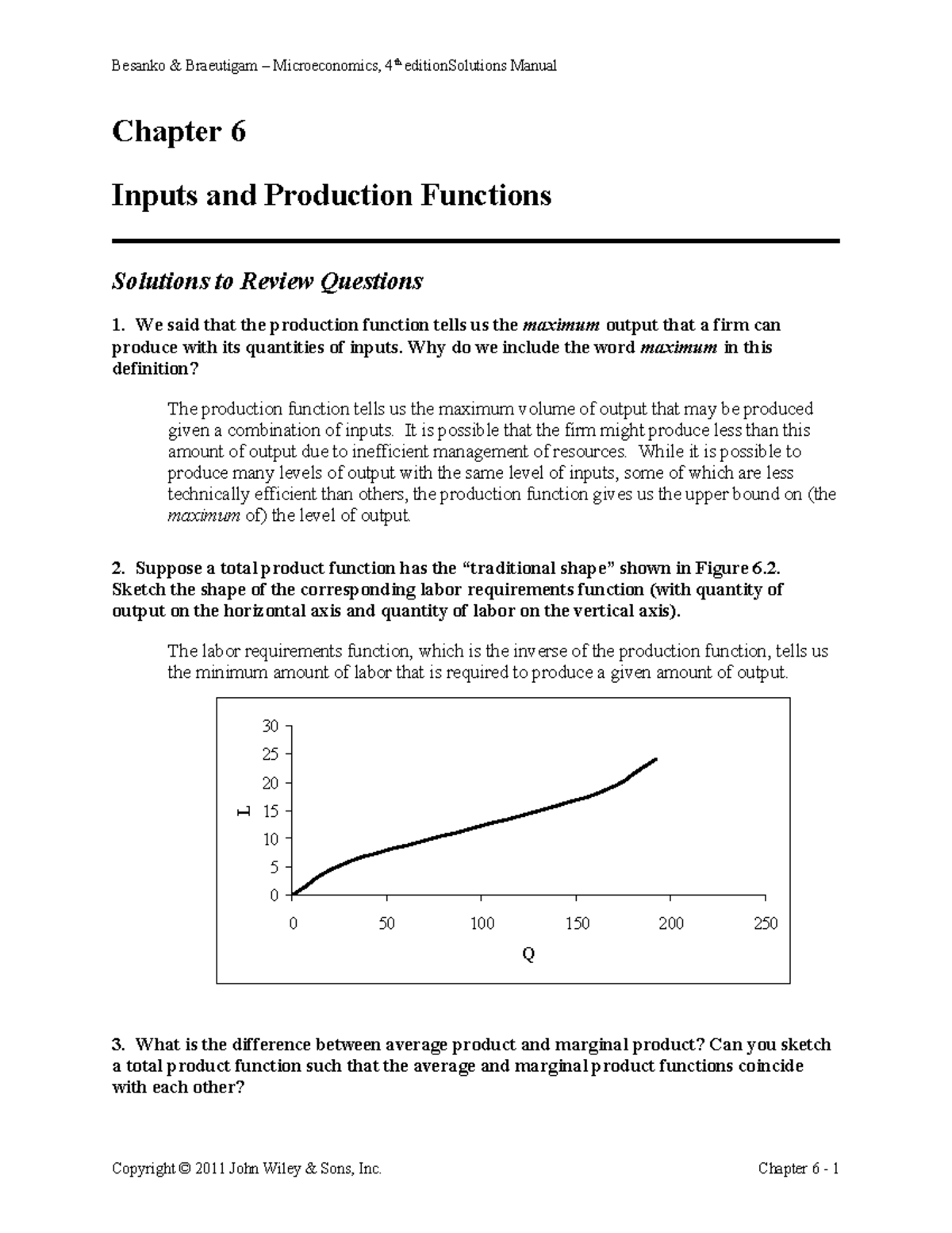 496463848 Besanko Chapter 6 Solutions - Chapter 6 Inputs and Production Functions Solutions to ...