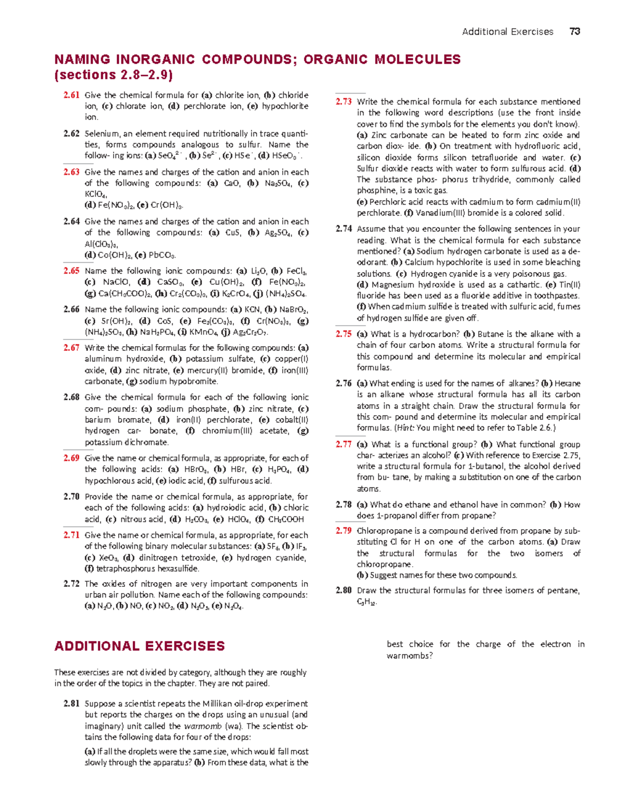 222 - exam - Additional Exercises 73 NAMING INORGANIC COMPOUNDS ...