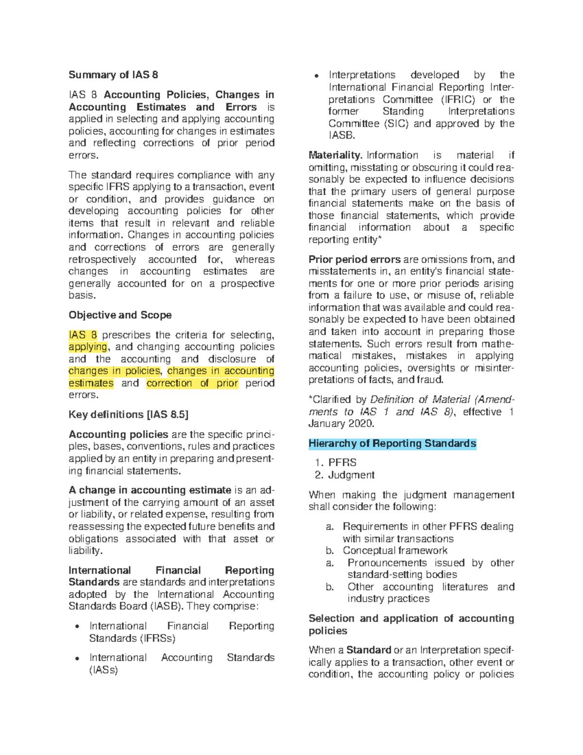 PAS 8/ IAS 8 Notes Conceptual Framework and Accounting Standards ...