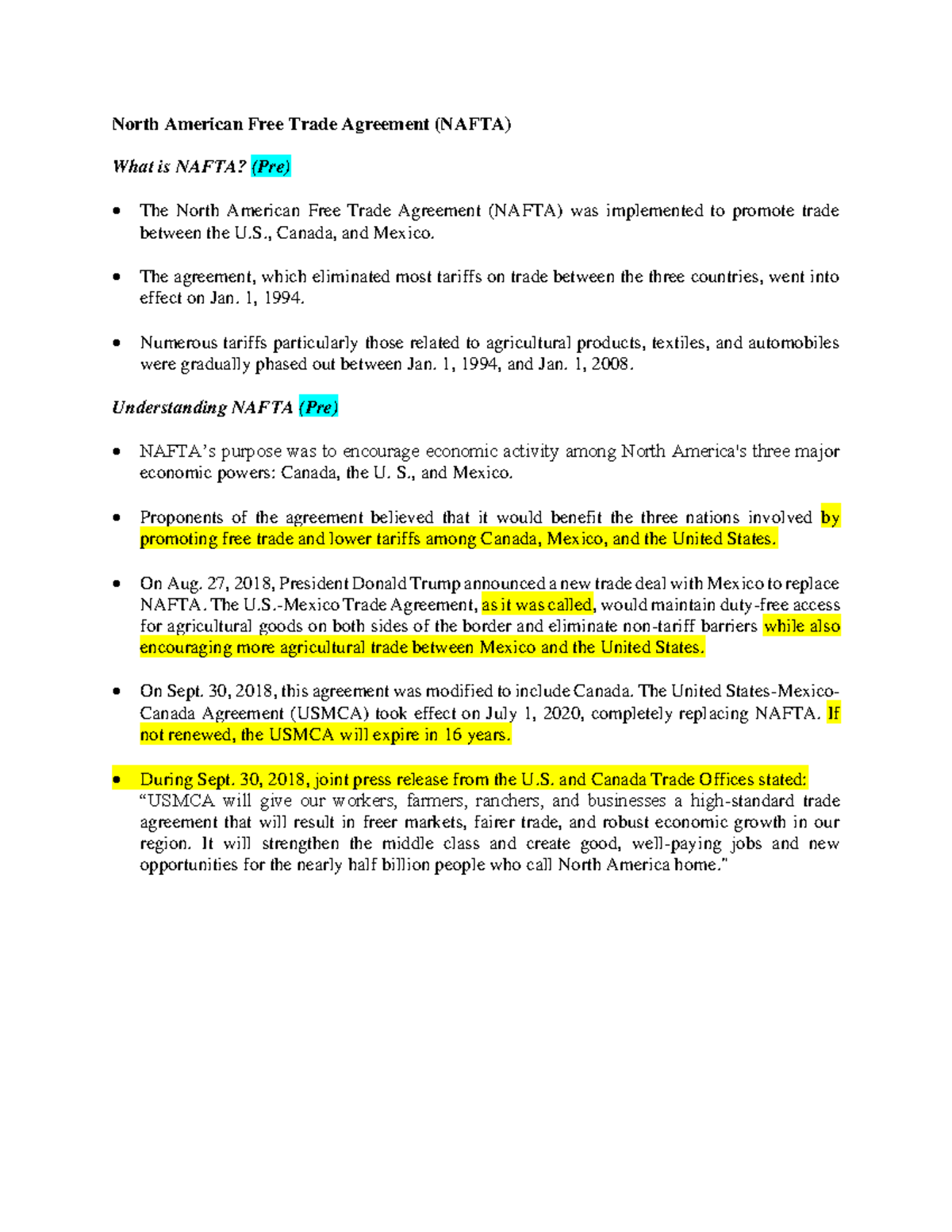 Nafta - Shjsks - North American Free Trade Agreement (NAFTA) What is ...