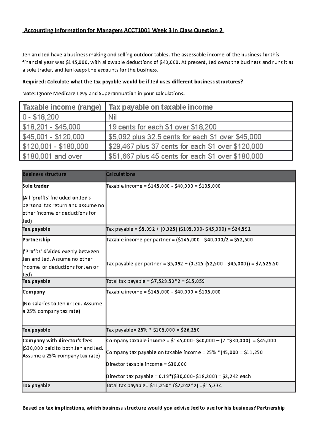 Week 3 Tutorial Question 2 - Accounting Information for Managers ...