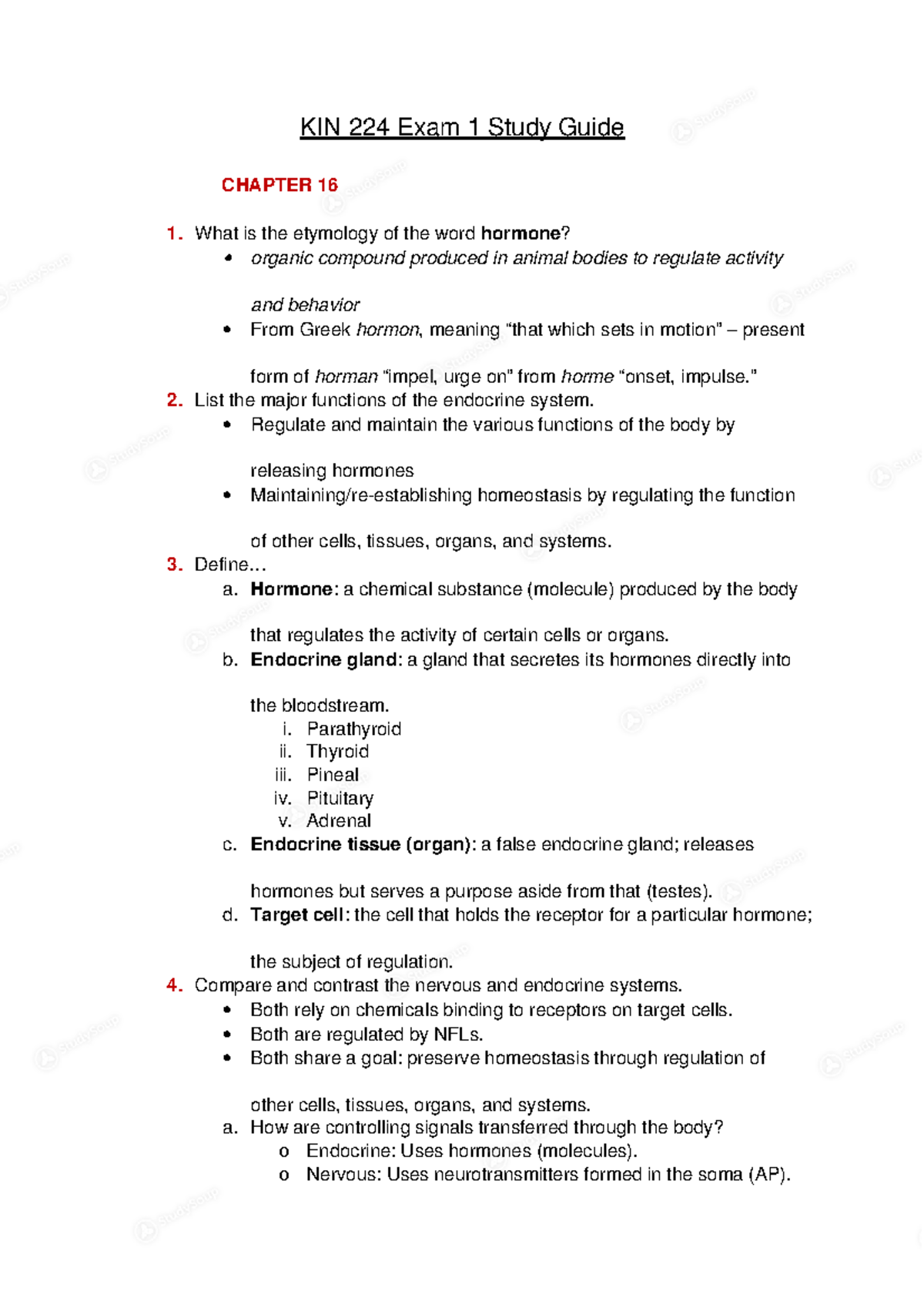 Exam 1 studyguide - kine 224 exam study guide. - KIN 224 Exam 1 Study ...