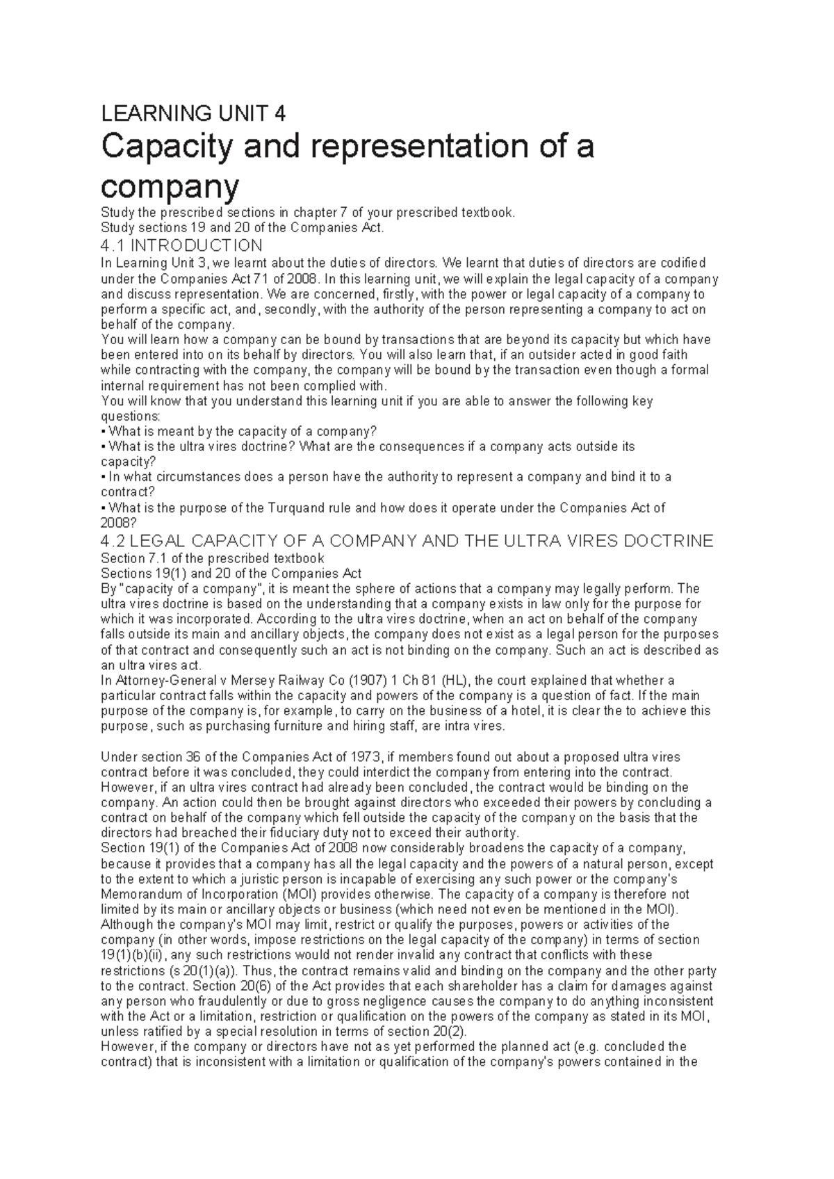 Learning UNIT 4 - This is study unit 4 - LEARNING UNIT 4 Capacity and ...
