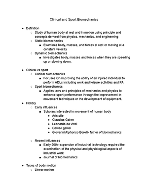 Exam 3 - dr. hill - Chapter 9: clinical and sport biomechanics ...
