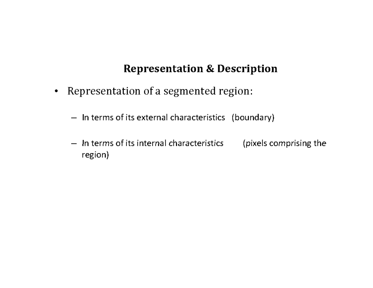 Representation Description ( Digital Image Processing UNIT5 ...